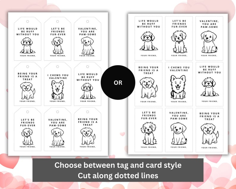 Printable Puppy Valentine, Color-by-you - Etsy