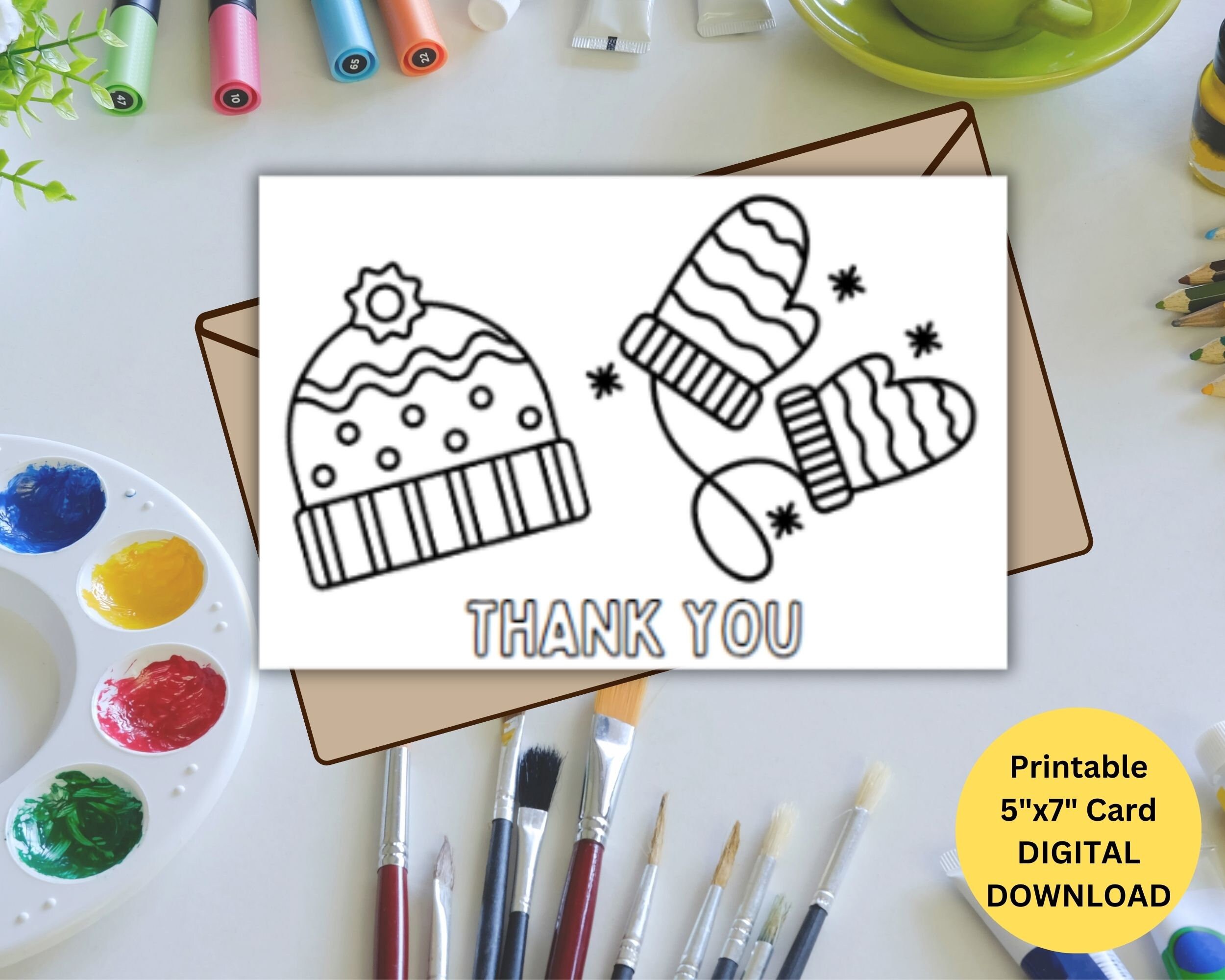 Printable Thank You Card Bundle, Color-by You Winter Theme - Etsy