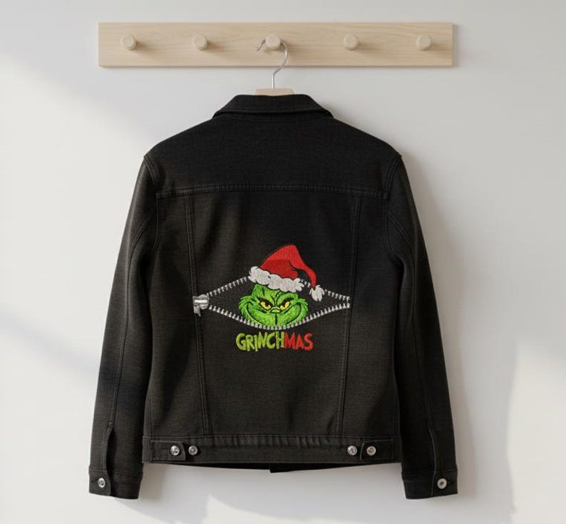 Grinch Christmas Zipper Peeker Machine Embroidery File 7-size 10 Format ...