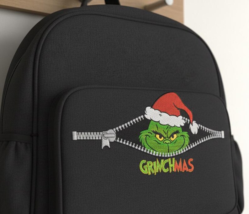 Grinch Christmas Zipper Peeker Machine Embroidery File 7-size 10 Format ...