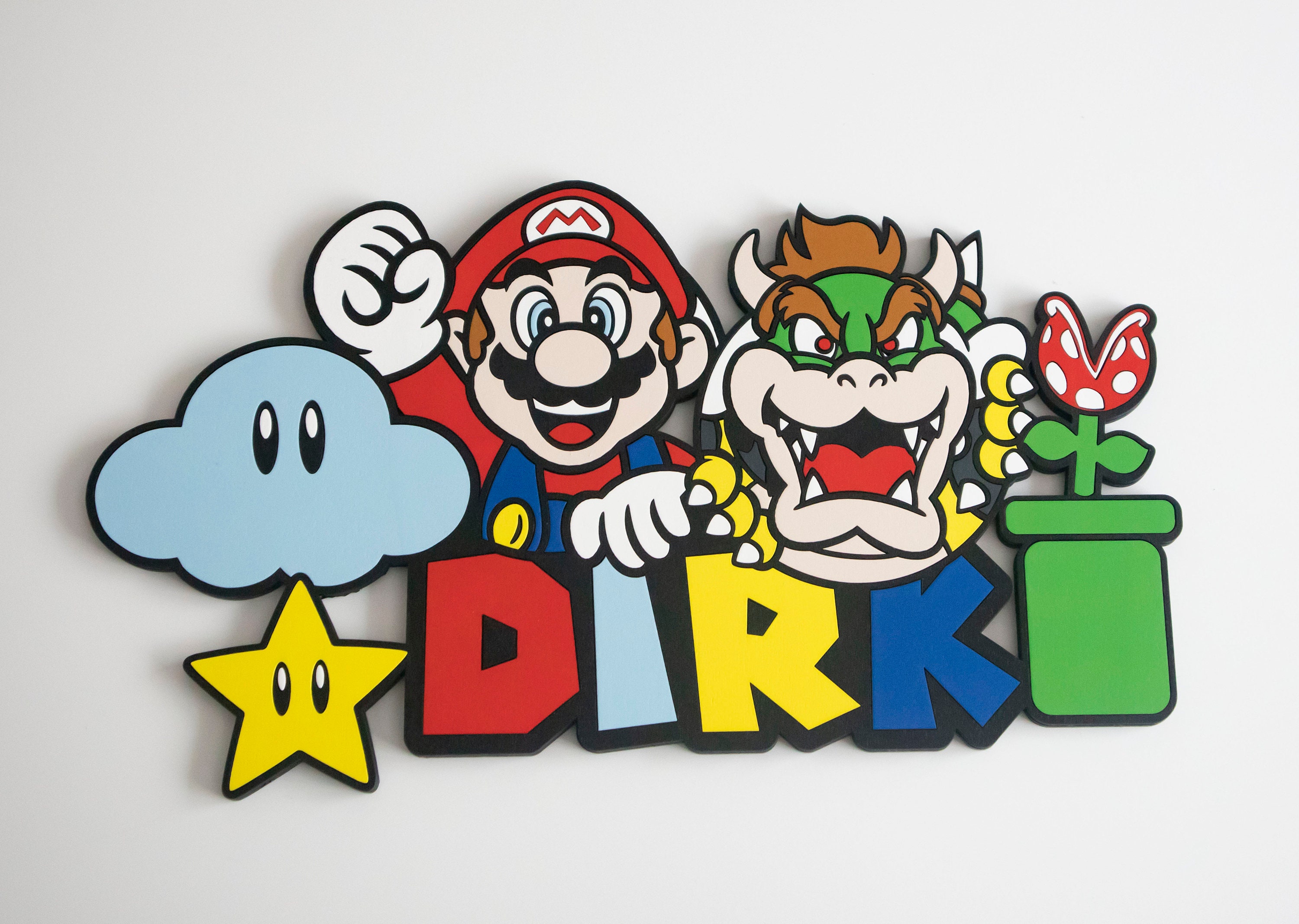 Super Mario Luigi Peach Toad Yoshi Bowser Name Tag - Etsy