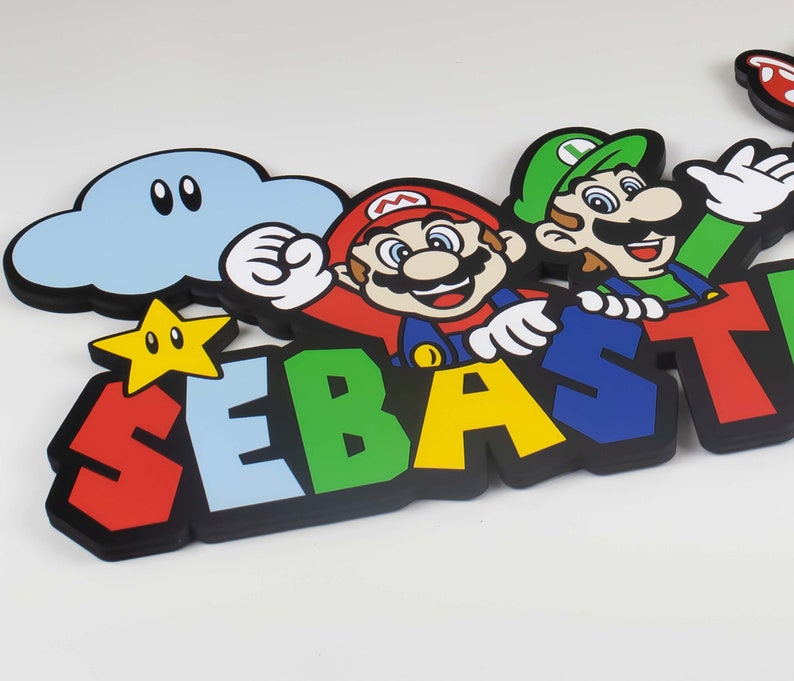 Super Mario Luigi Peach Toad Yoshi Bowser Name Tag - Etsy