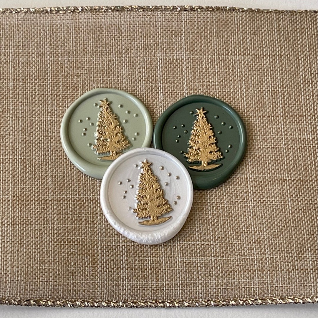 Christmas Tree Wax Seals With Gold or Silver Accent, Christmas Wax Seal ...