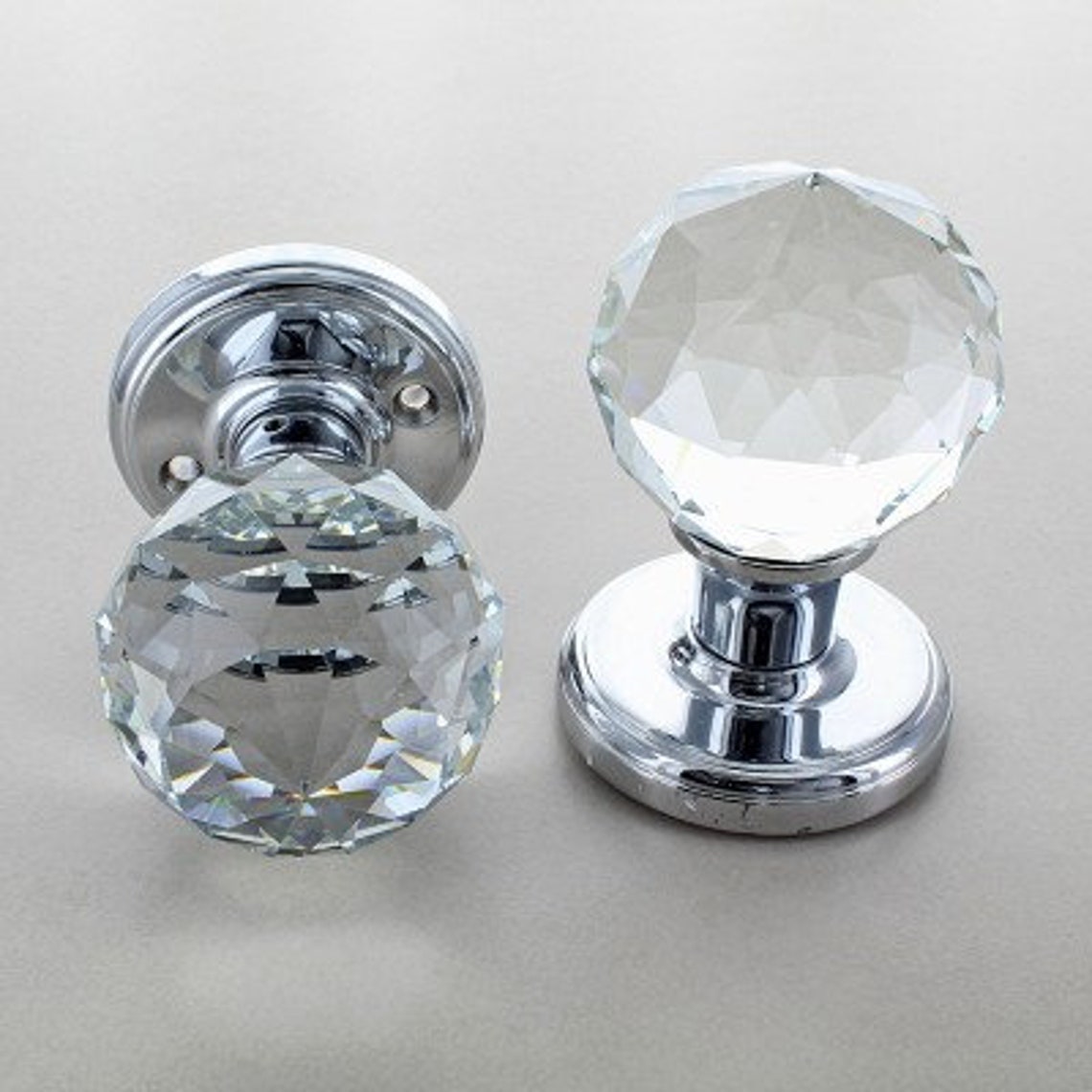 2 X 60 Mm Large Crystal Diamond Glass Door Mortice Knobs Fancy Handle Home Deco Round Square