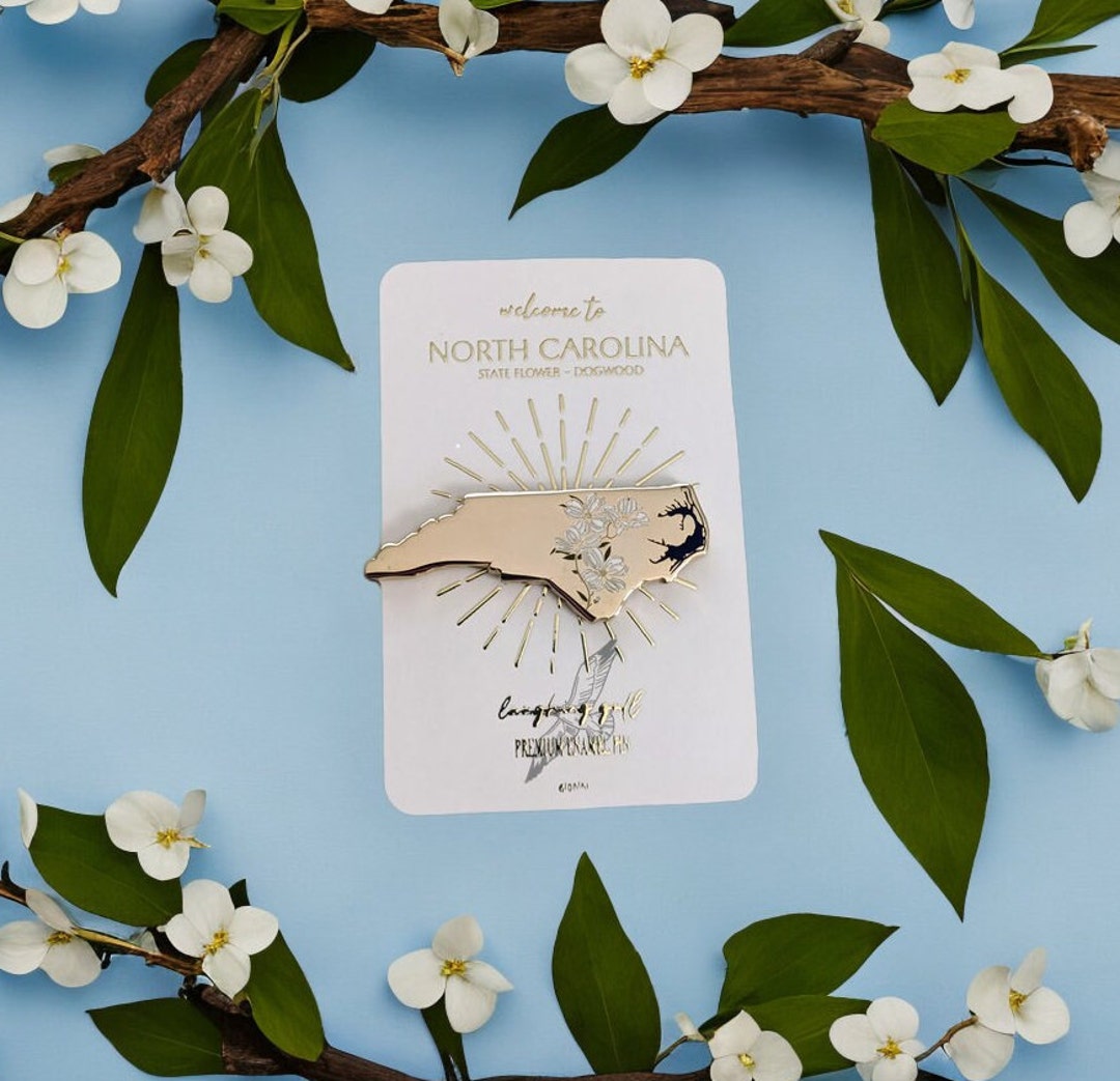 North Carolina Pin, Gold Soft Enamel State Pin, United States State ...