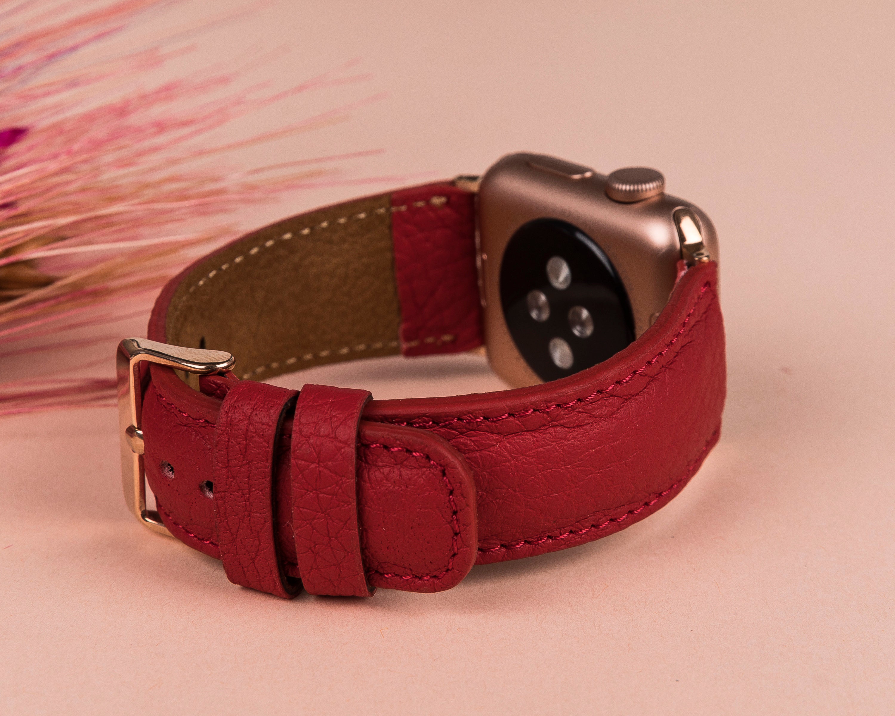 Red Leather Apple Watch Band 38mm 40mm 41mm 42mm 44mm 45mm - Etsy