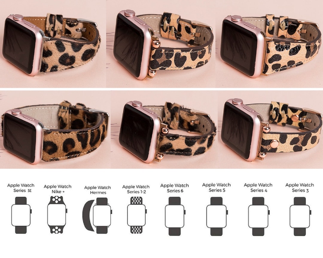 Leopard Pattern Leather Apple Watch Band 38mm 40mm 41mm 42mm 44mm 45mm ...
