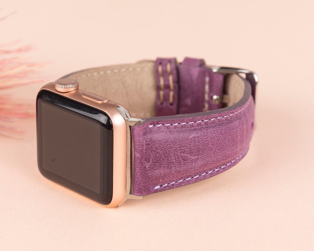 Purple Leather Apple Watch Band 38mm 40mm 41mm 42mm 44mm 45mm 46mm 49mm ...