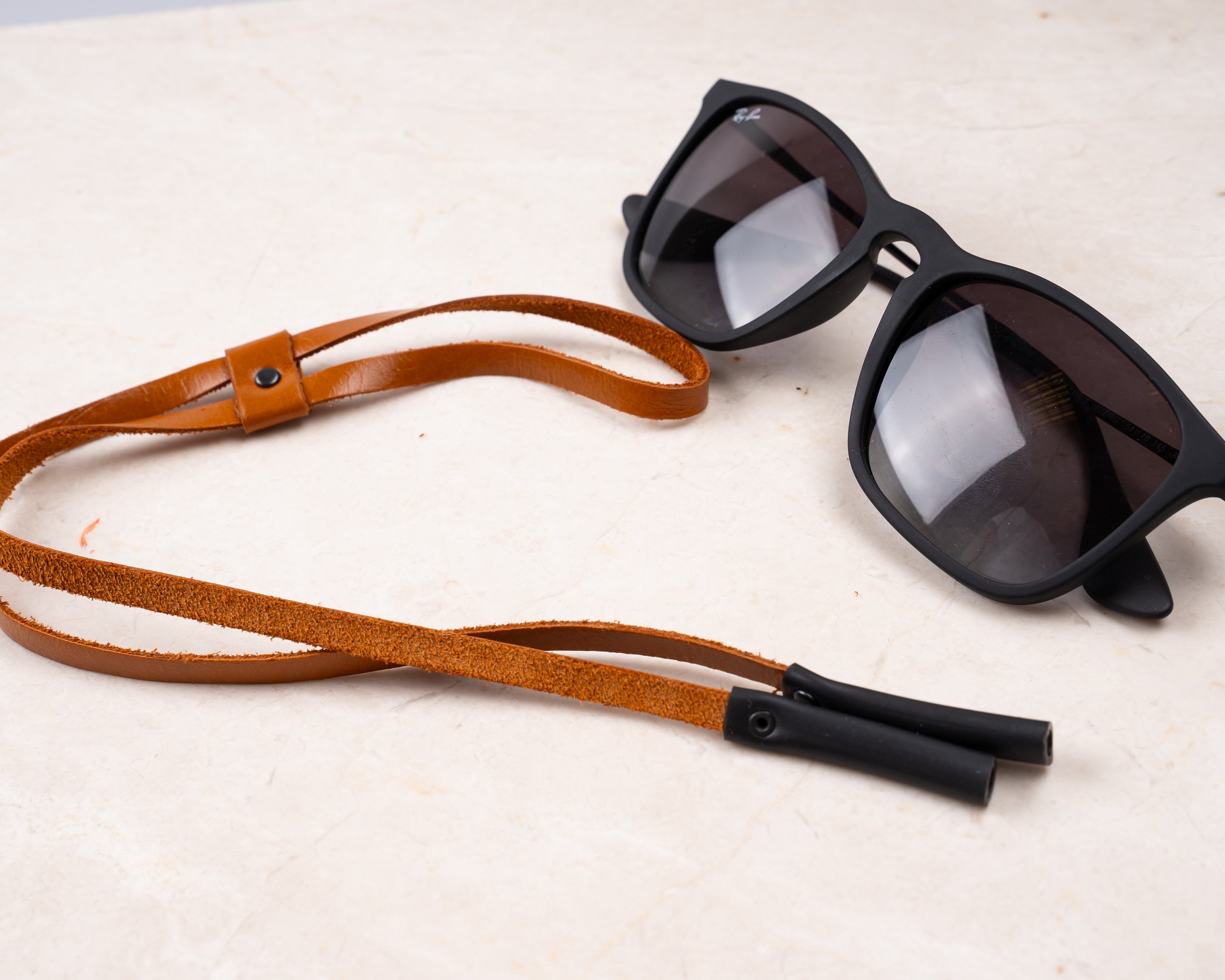 Brown Personalized Leather Long Slide Leather Sunglasses Strap ...