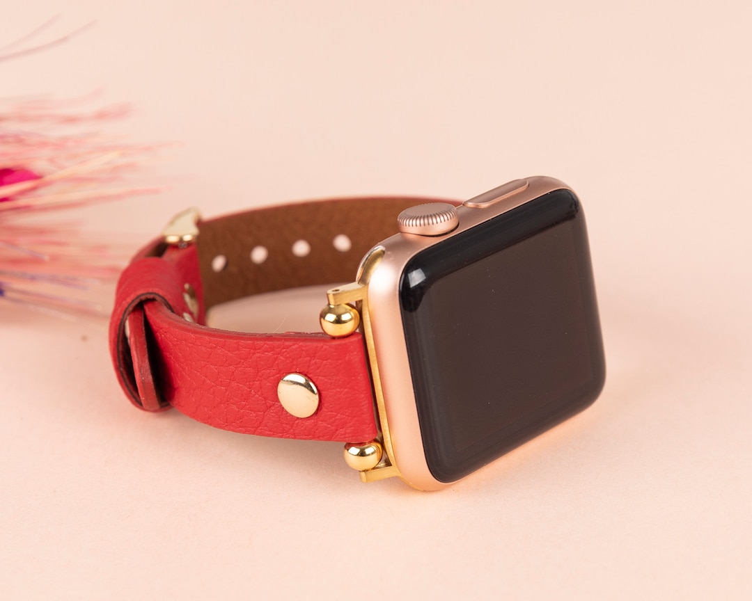 Red Leather Apple Watch Band 38mm 40mm 41mm 42mm 44mm 45mm 46mm 49mm ...