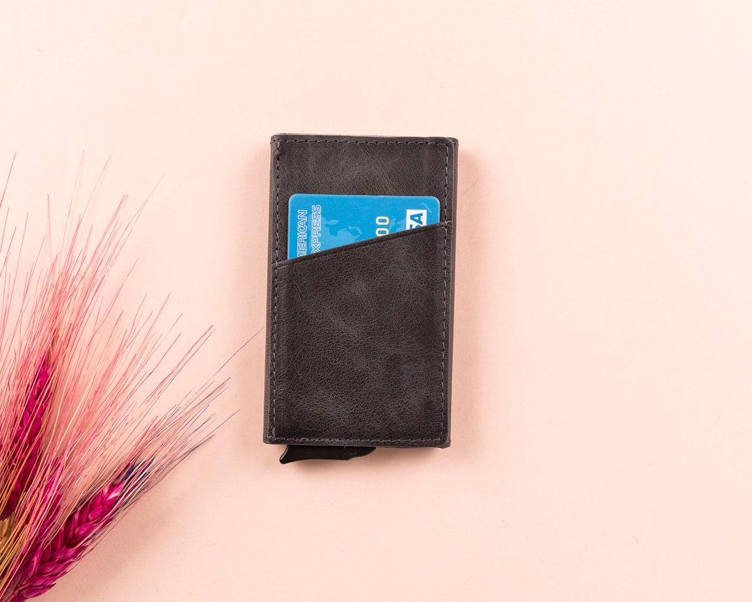 Personalized Leather RFID Protection Mechanism Card Holder, Business ...