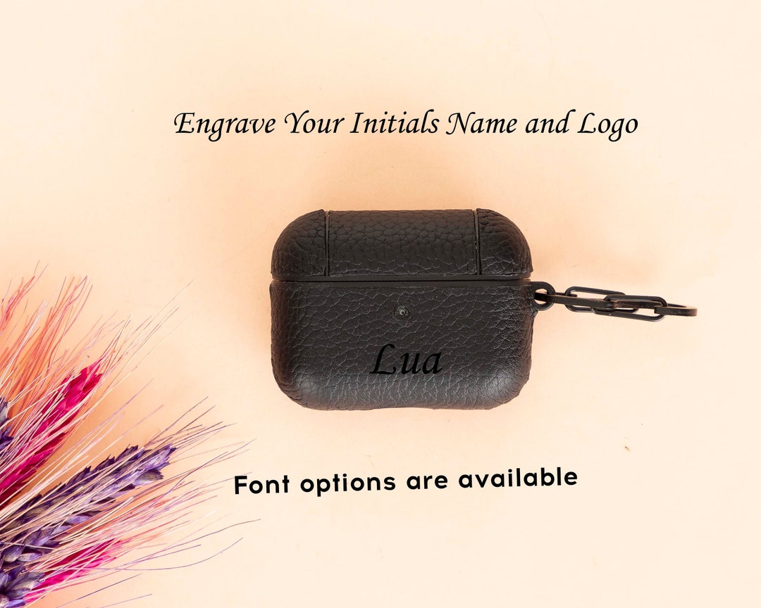 Apple Airpods PRO Black Genuine Leather Protective Case With Hanger ...