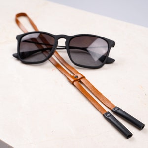 Brown Personalized Leather Long Slide Leather Sunglasses Strap ...
