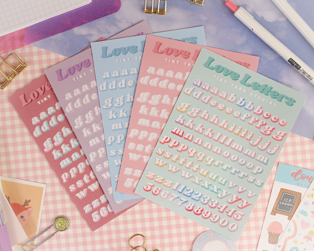 Love Letters With Shadow Sticker Sheet Alphabet Stickers, Bullet ...