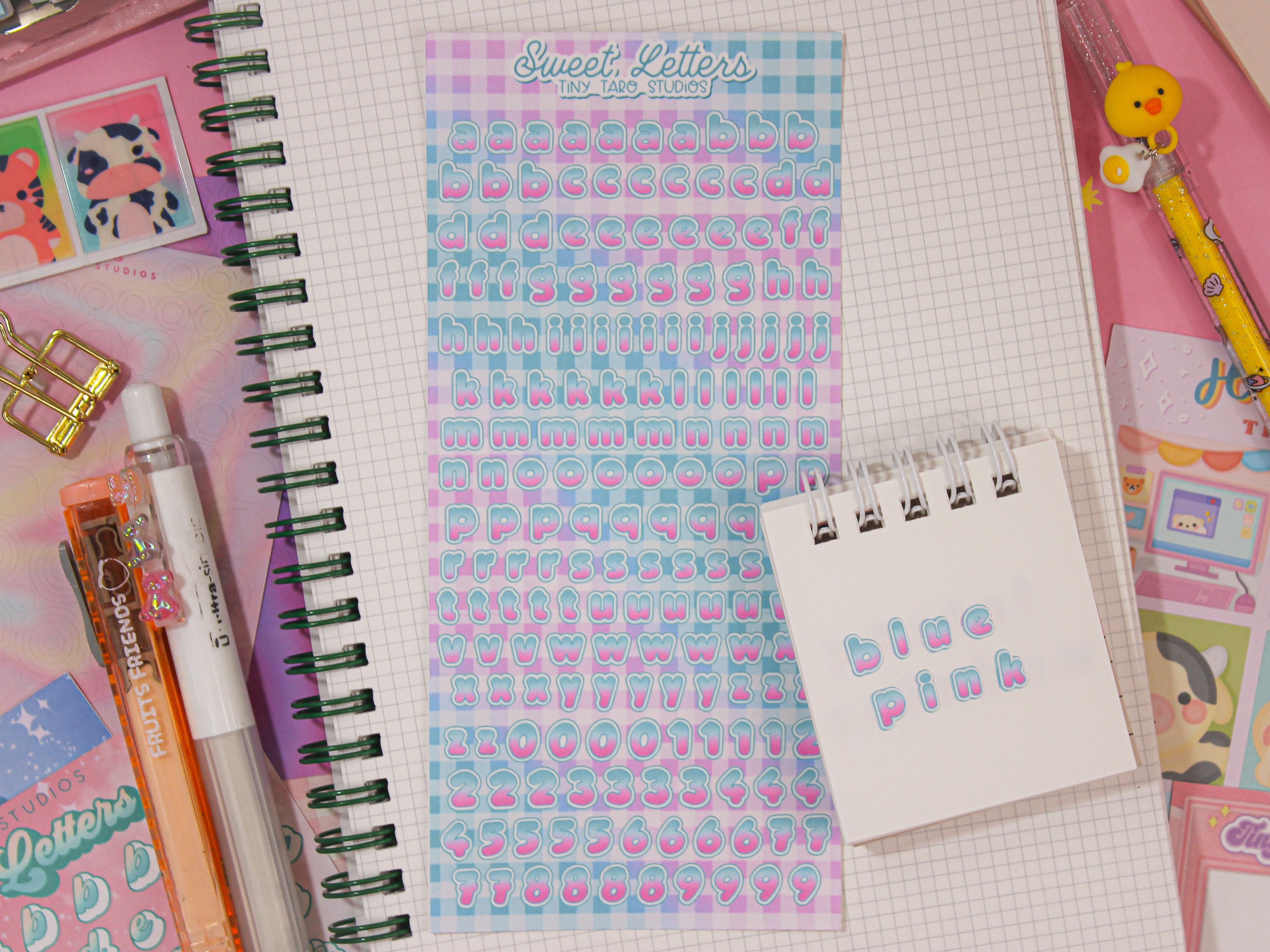 Mini Gradient Sweet Letters Sticker Sheet | Alphabet Stickers, Bullet ...