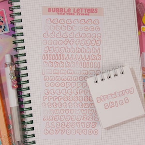 Mini Bubble Letters Sticker Sheet | Alphabet Stickers, Bullet Journal ...