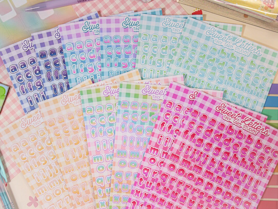Gradient Sweet Letters Sticker Sheet | Alphabet Stickers, Bullet ...