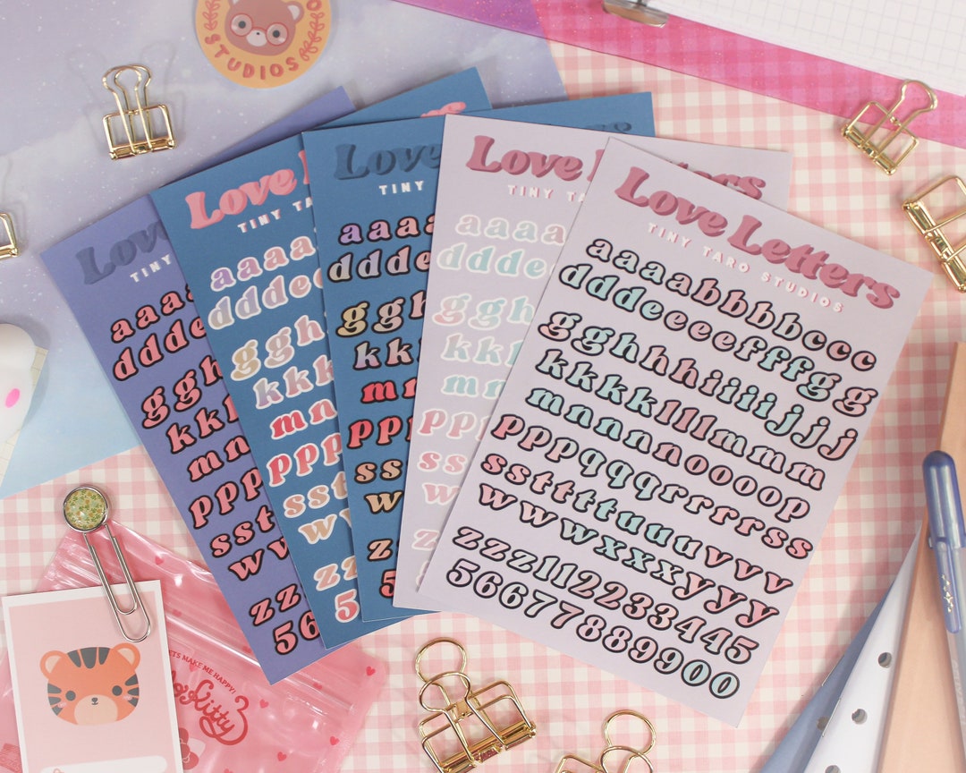 Love Letters With Border Sticker Sheet | Alphabet Stickers, Bullet ...
