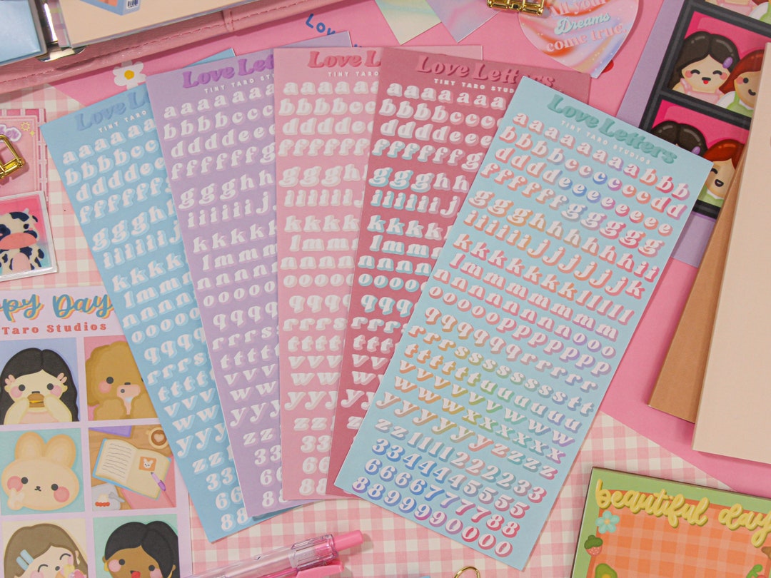 Mini Love Letters With Shadow Sticker Sheet | Alphabet Stickers, Bullet ...