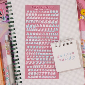 Mini Love Letters With Shadow Sticker Sheet | Alphabet Stickers, Bullet ...