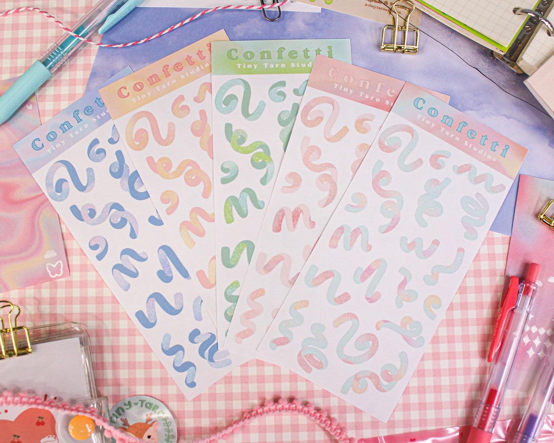Gradient Sparkle Confetti Sticker Sheet | Bullet Journal, Cute Stickers ...