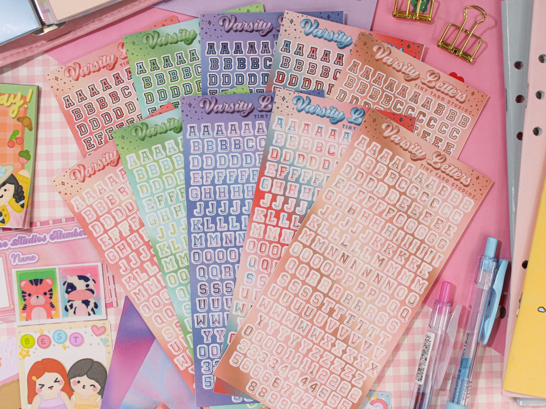 Mini Multicolor Varsity Letters Sticker Sheet | Alphabet Stickers ...