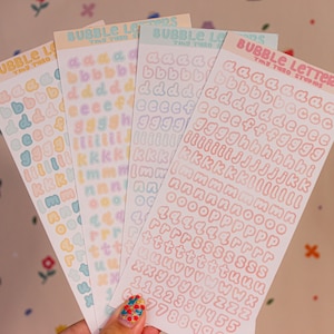 Mini Bubble Letters Sticker Sheet | Alphabet Stickers, Bullet Journal ...