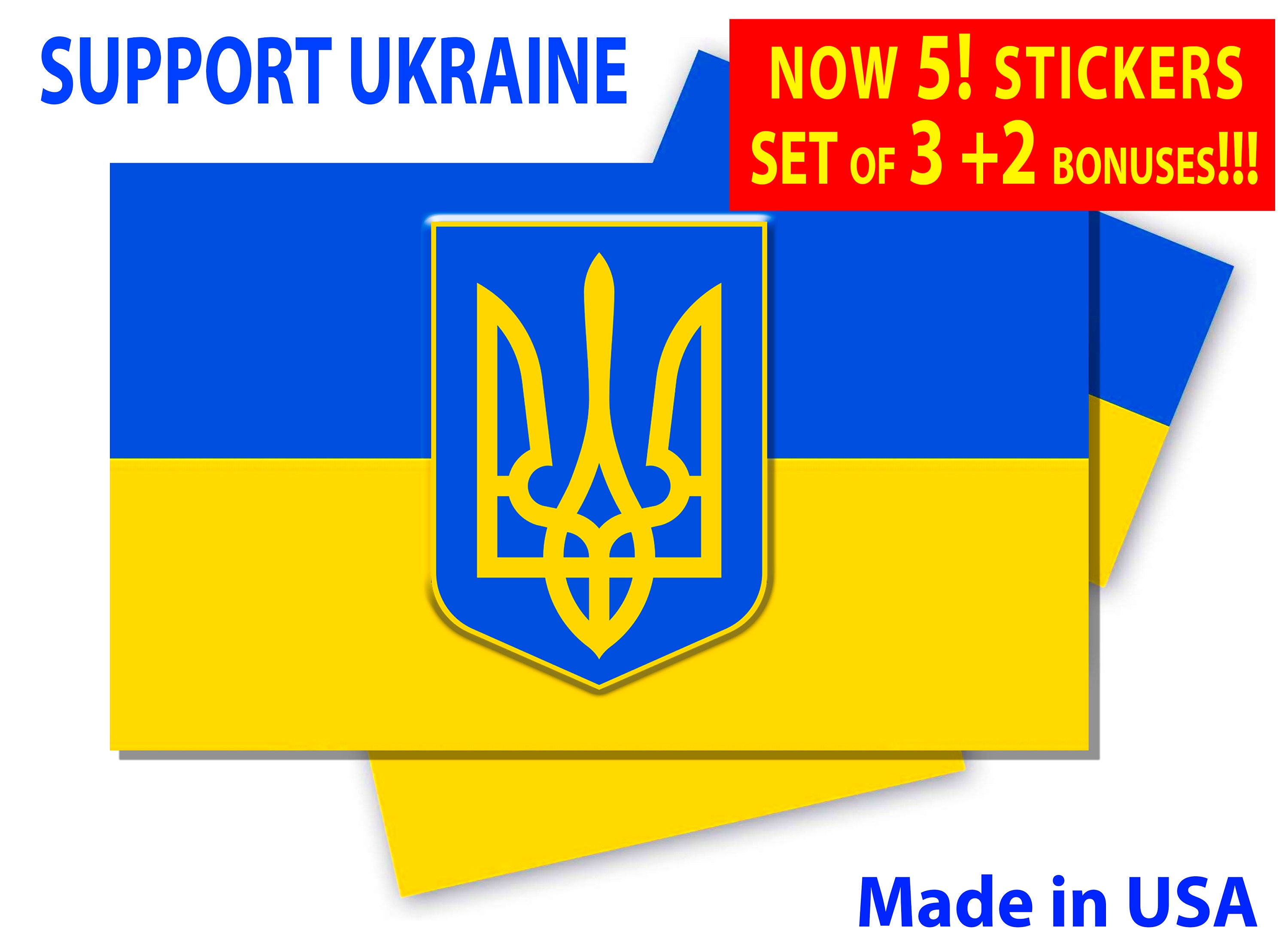5 STICKERS SUPPORT UKRAINE! Set of 3 +2 Bonuses!) Ukrainian Flag ...