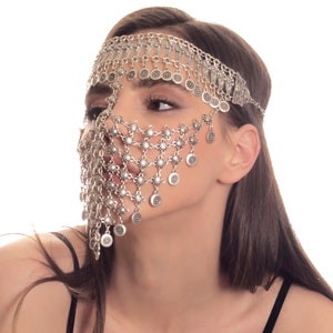 Antique Silver Face Chain, Face Veil Mask, Handmade Face Accessory ...
