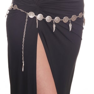 Antique Silver Round Piece Leaf Charm Handmade Design Ethnic Belt ...