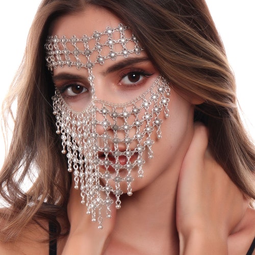 Antique Silver Face Chain for Ladies Face Veil Mask Handmade - Etsy