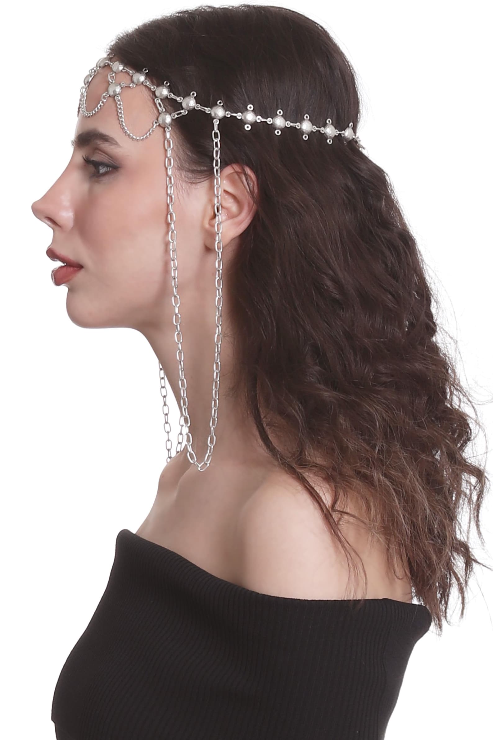Antique Silver Handmade Boho Style Hair Chain for Women, Hair Jewelry ...