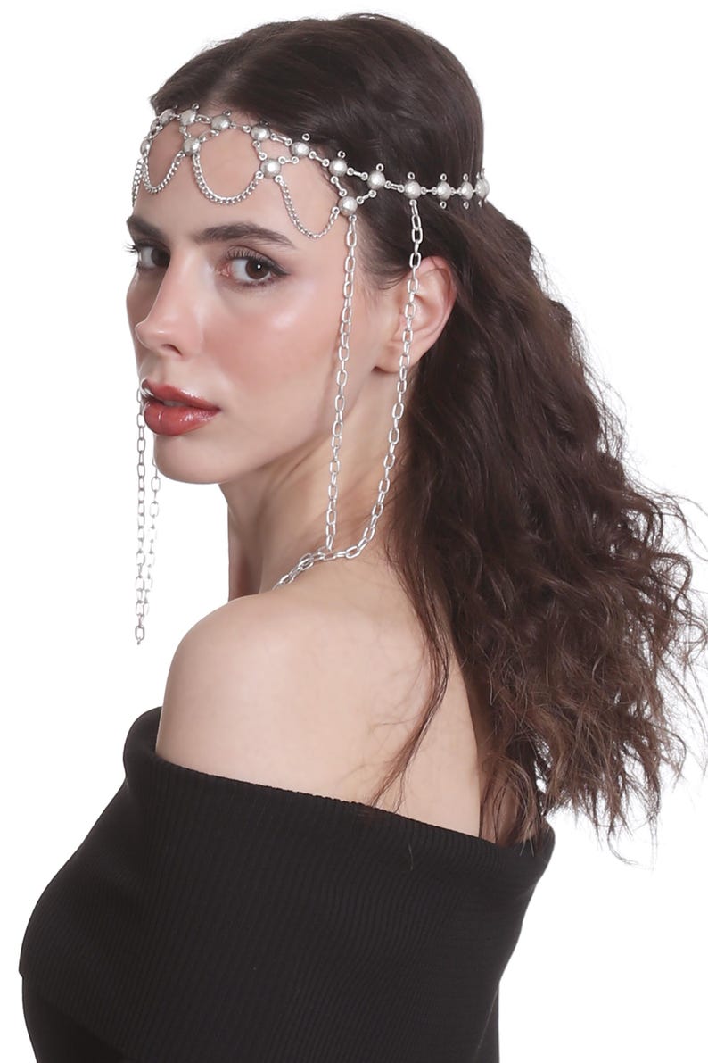 Antique Silver Handmade Boho Style Hair Chain for Women, Hair Jewelry ...
