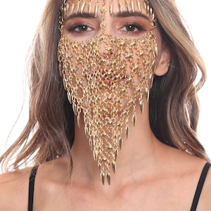 Gold Face Chain for Ladies, Face Veil Mask, Handmade Face Accessory ...