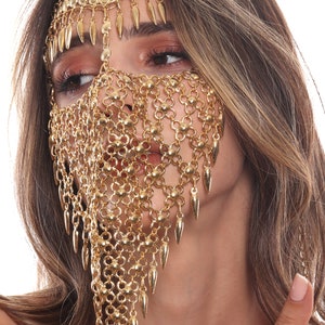 Gold Face Chain for Ladies, Face Veil Mask, Handmade Face Accessory ...