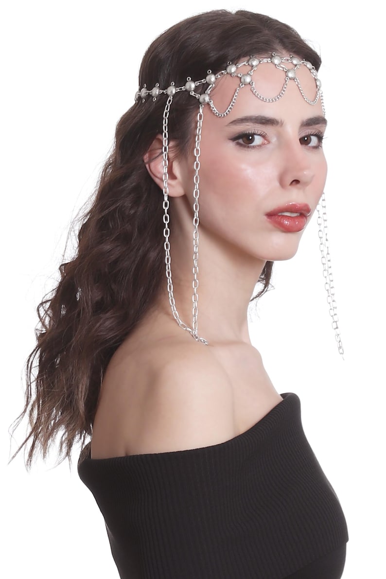 Antique Silver Handmade Boho Style Hair Chain for Women, Hair Jewelry ...