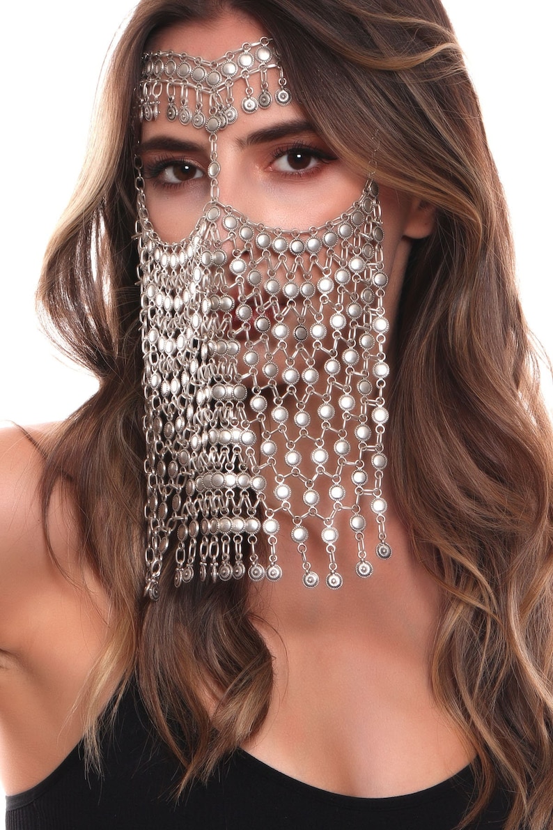 Antique Silver Face Chain for Ladies Face Veil Mask Handmade - Etsy