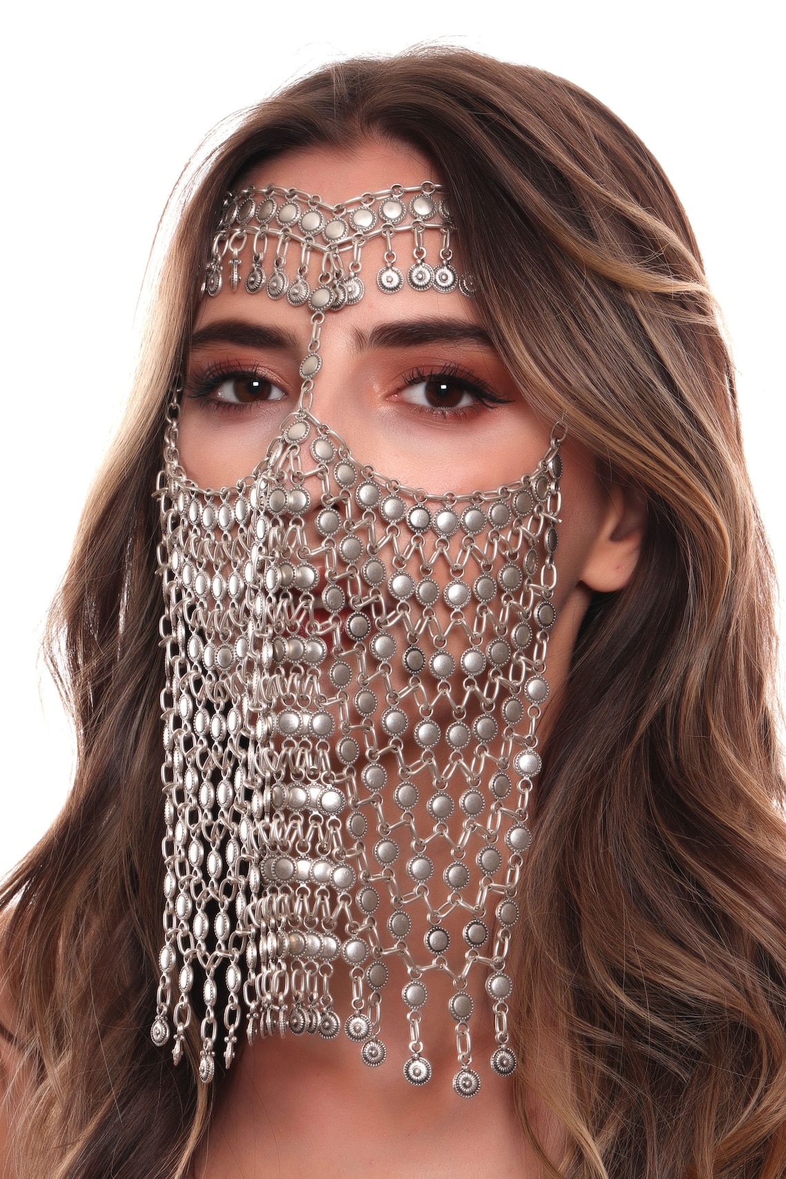 Antique Silver Face Chain for Ladies Face Veil Mask Handmade - Etsy