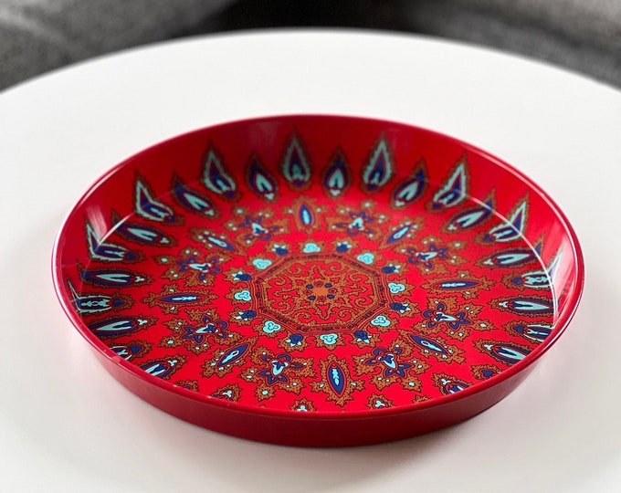 Vintage 60s Metal Red Decorative Tray by Ducor, Reginald Corfield Ltd ...
