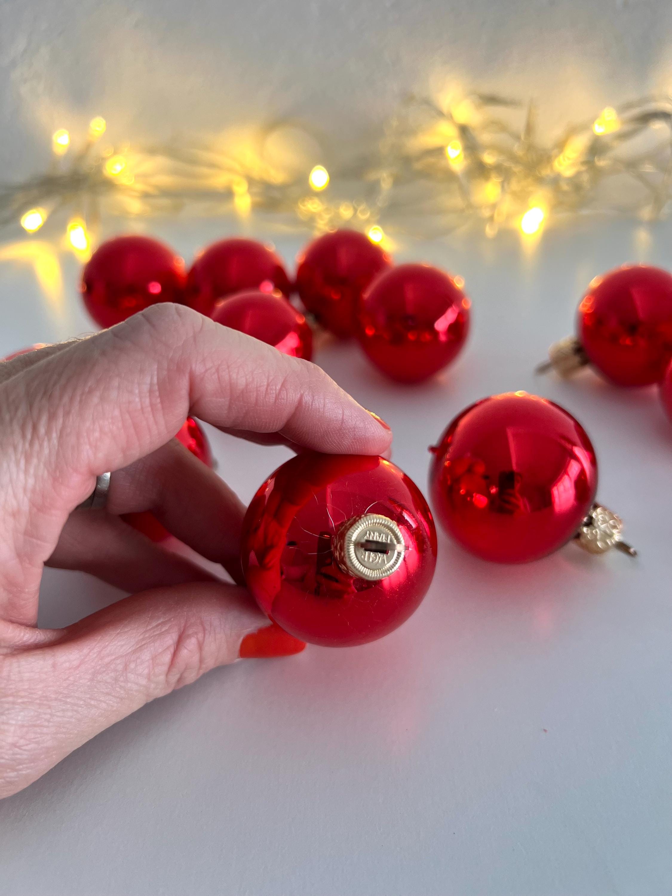 Set of 12 Small Vintage Inge Glas German Red Baubles - Etsy