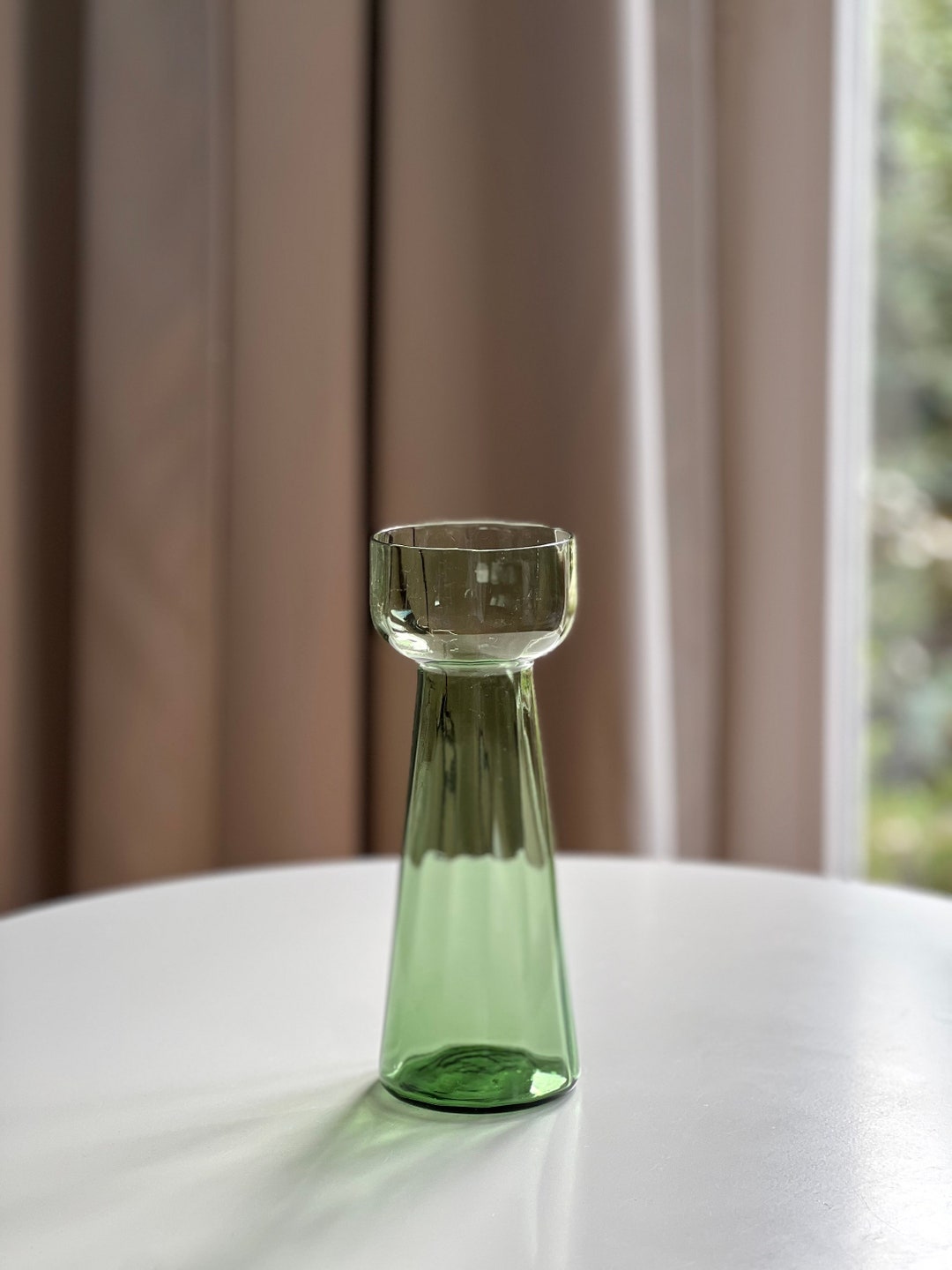 Vintage Hyacinth Glass Vase, Green Hyacinth Vase, Vintage Collectible ...