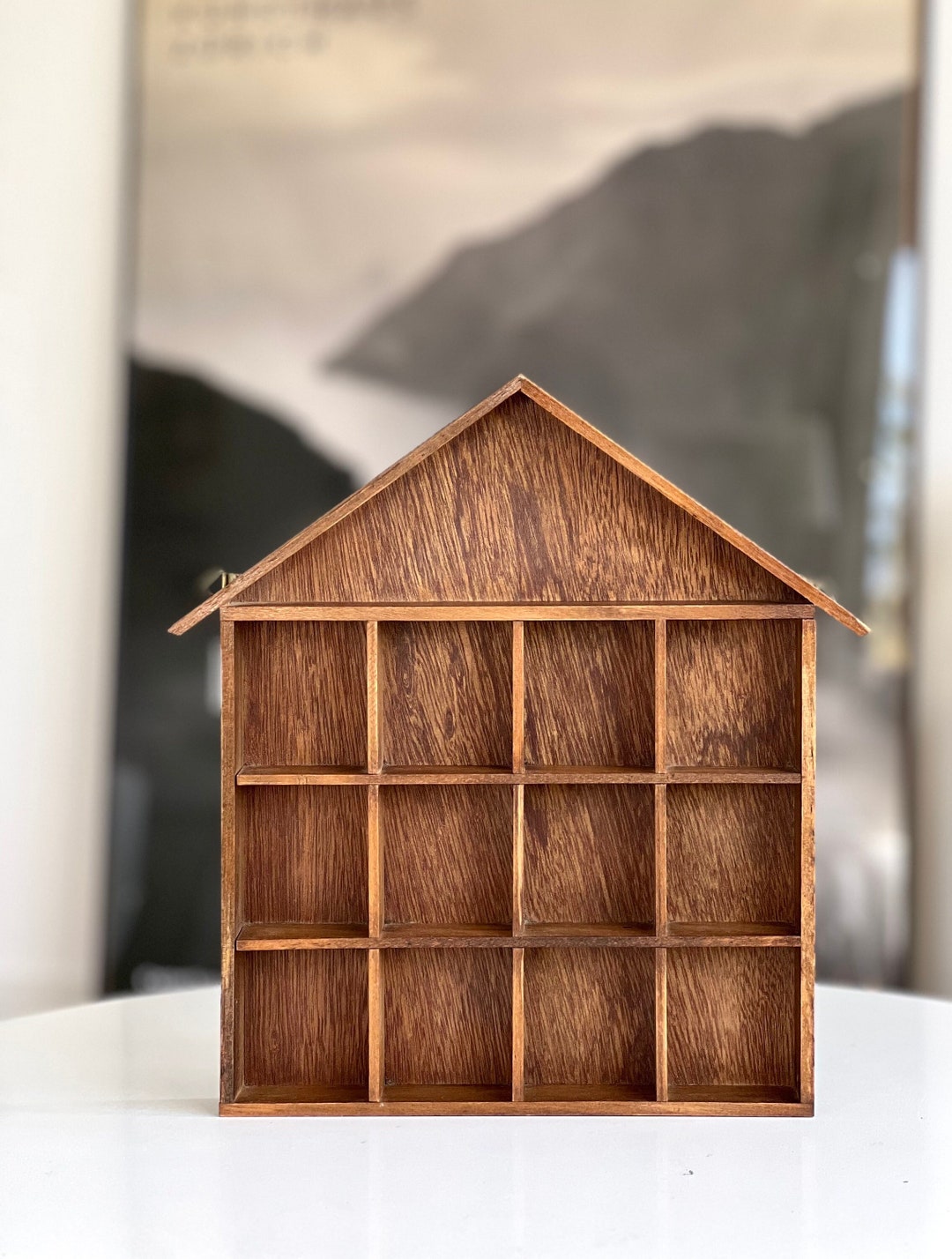 Small Wooden Rectangular House Curio Shelf for Displaying Small Knick ...