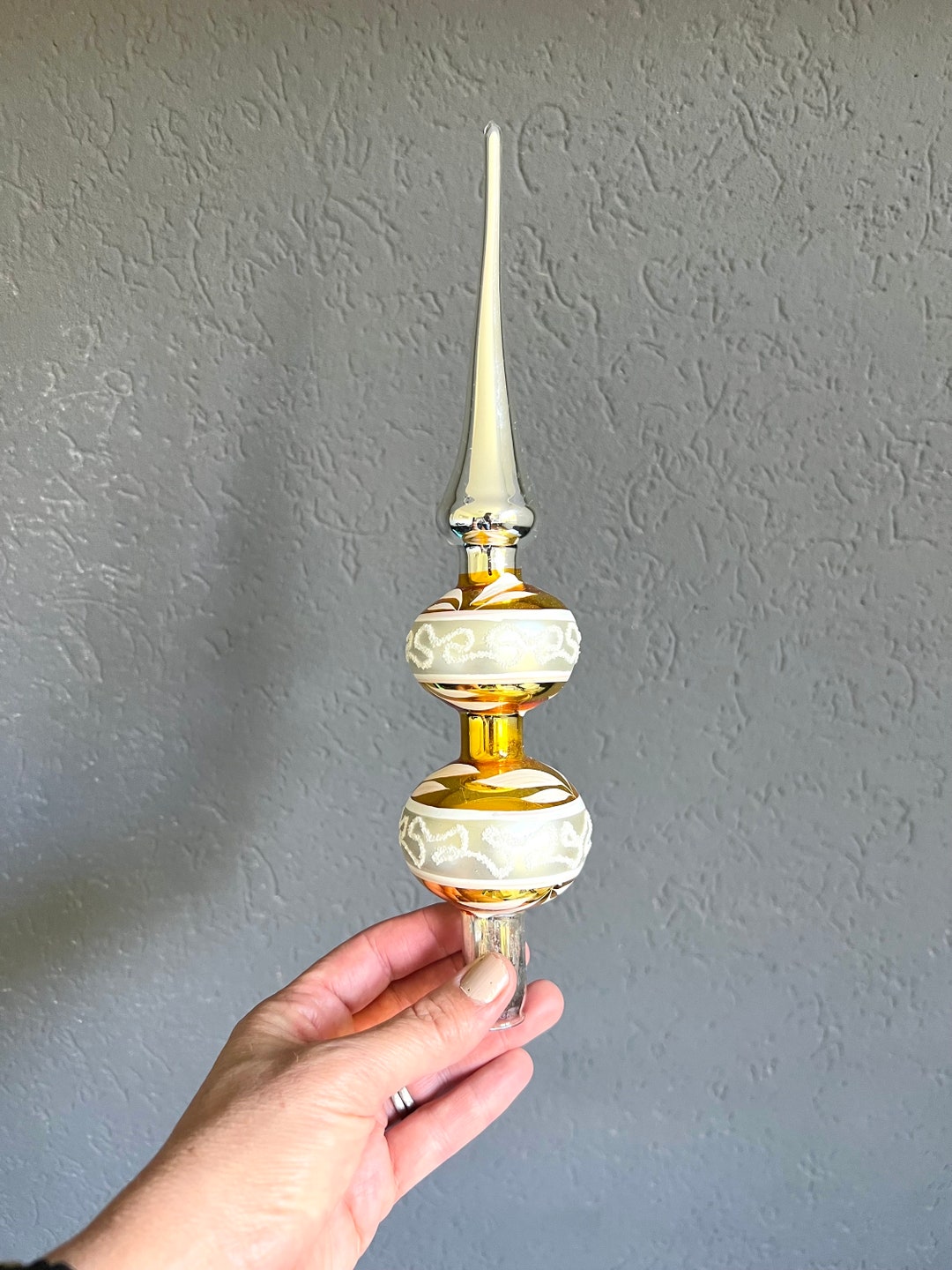 Vintage 28cm Silver and Gold Tree Topper, Vintage Christmas Tree Topper ...