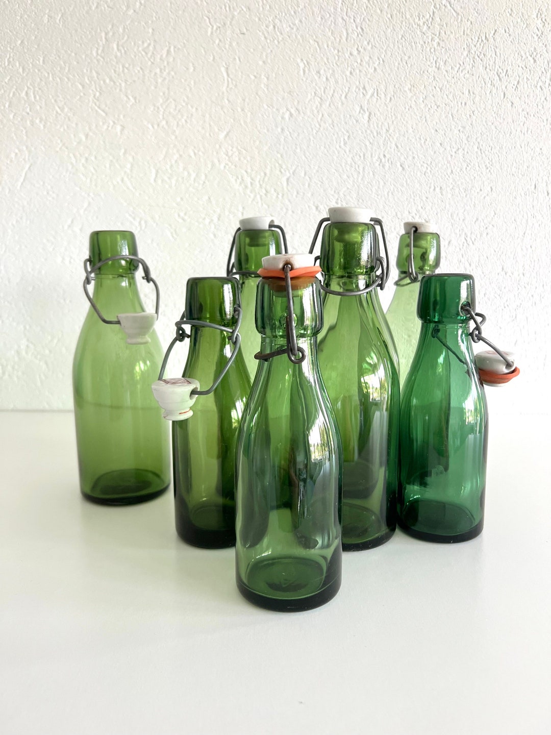 Vintage Bülach Glass Drinking Bottle, Swiss Glass Bottle, Green Glass ...