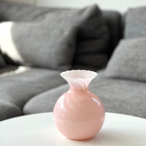 Vintage Murano Pale Pink Swirl Glass Vase, Vintage Murano Vase, Pale ...