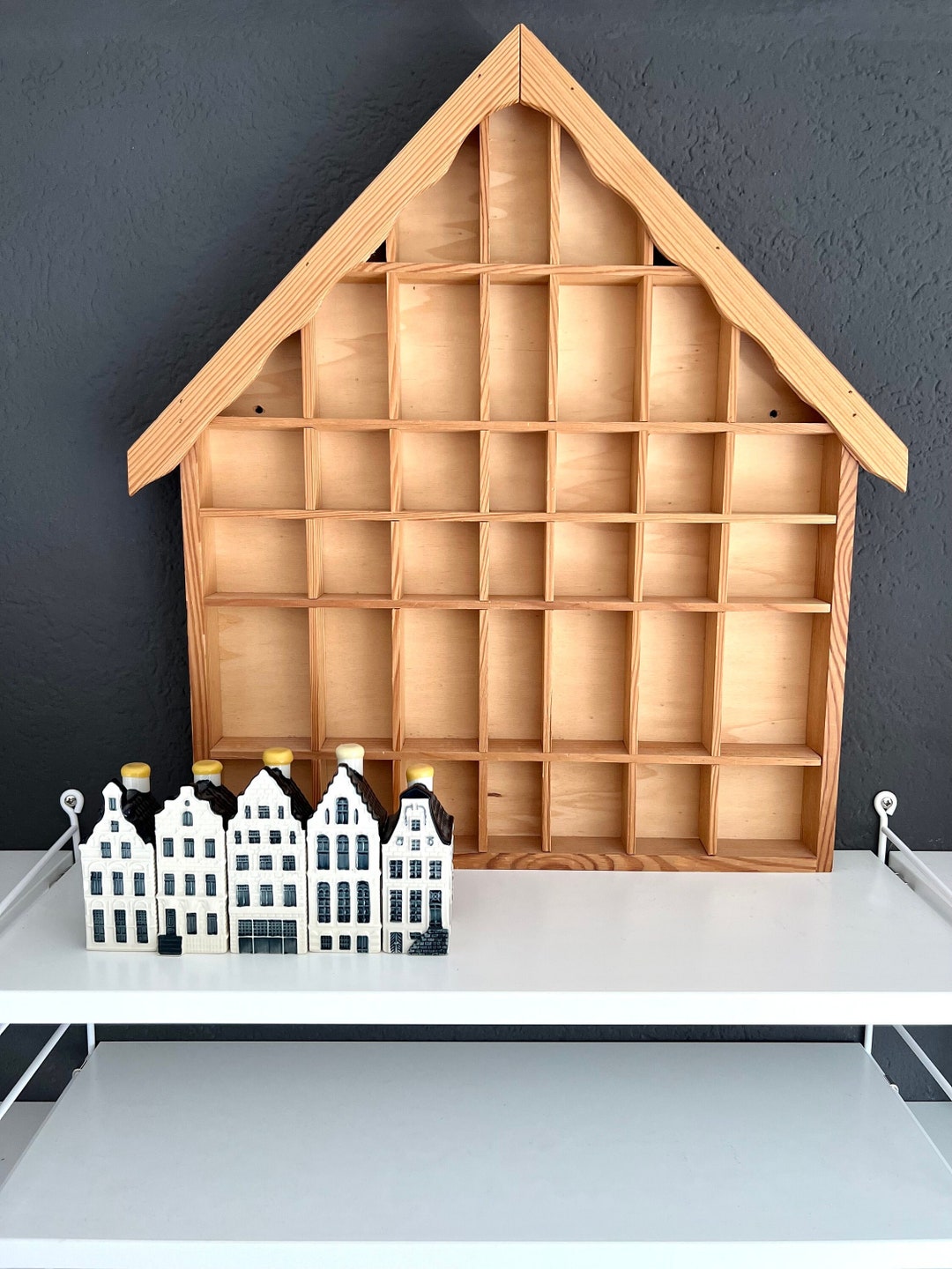 Wooden Rectangular House Curio Shelf for Displaying Small Knick Knacks ...