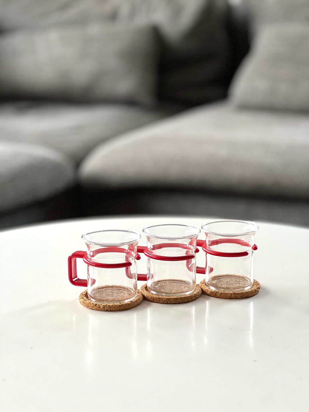 Set of 3 Mini Vintage Red 80s Bodum Glass Espresso Cups, Mini Red Bodum ...