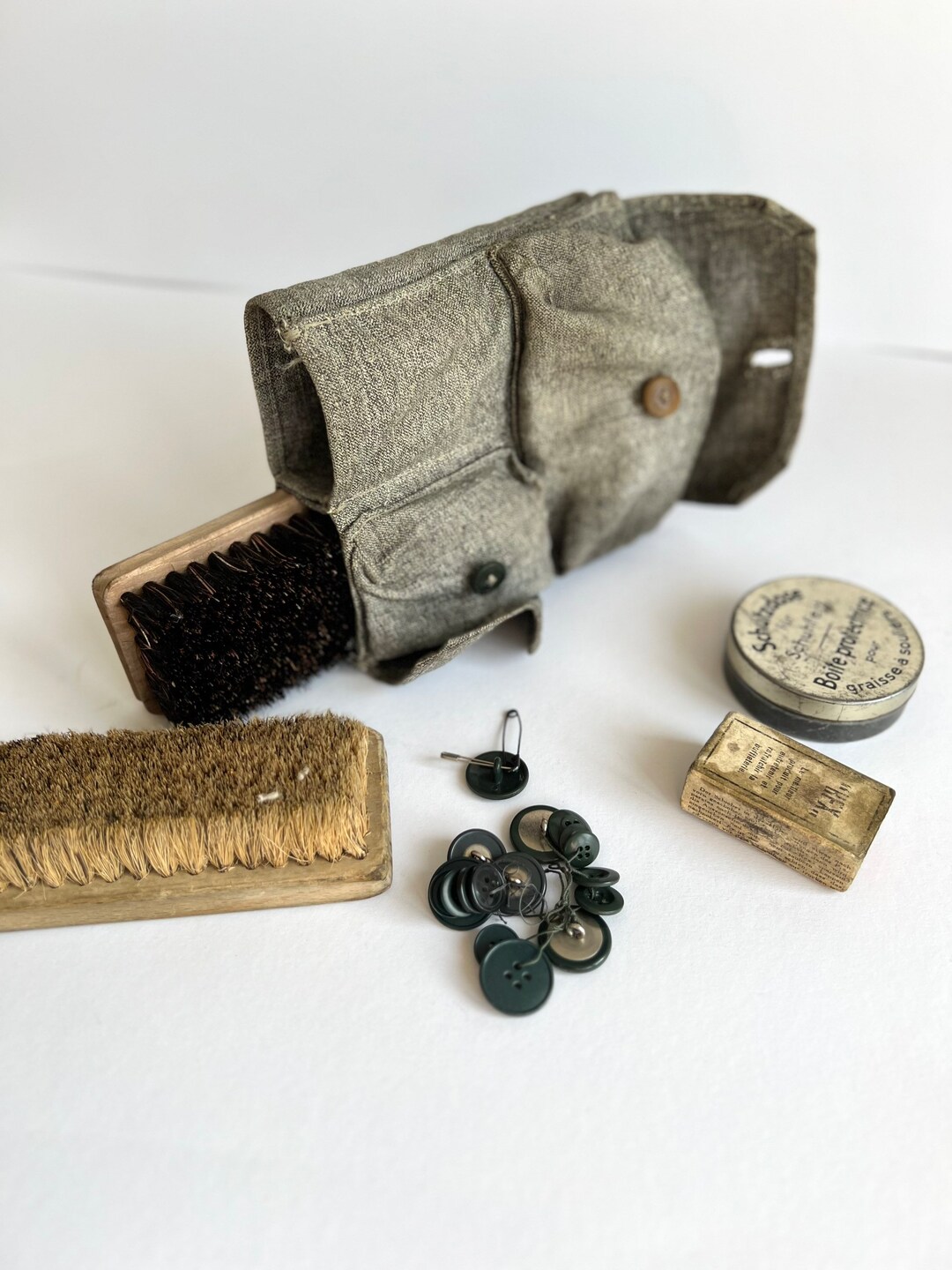 Vintage 1950s Swiss Army Shoe Cleaning Kit Bag, Swiss Army Salt and ...