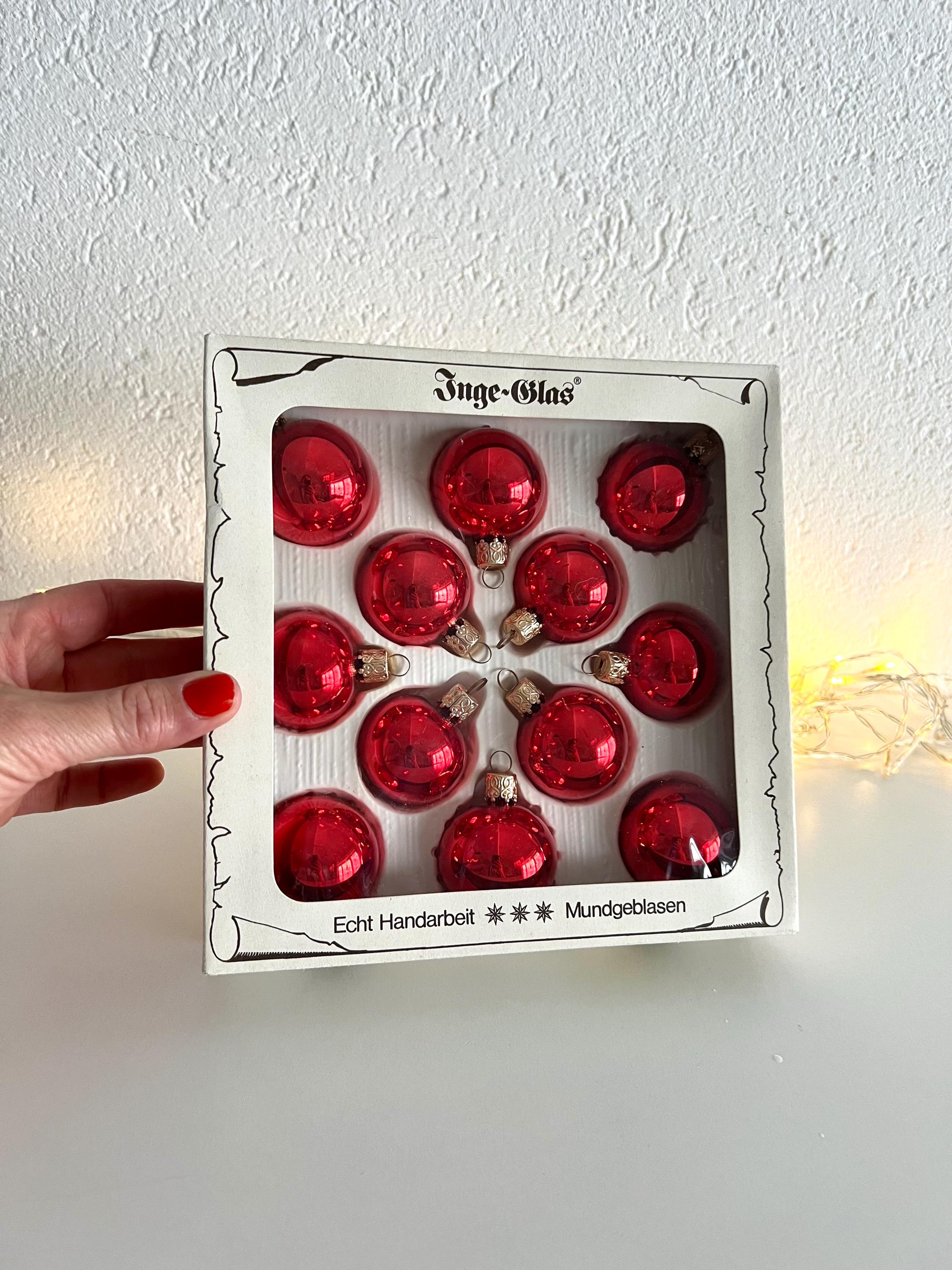 Set of 12 Small Vintage Inge Glas German Red Baubles - Etsy