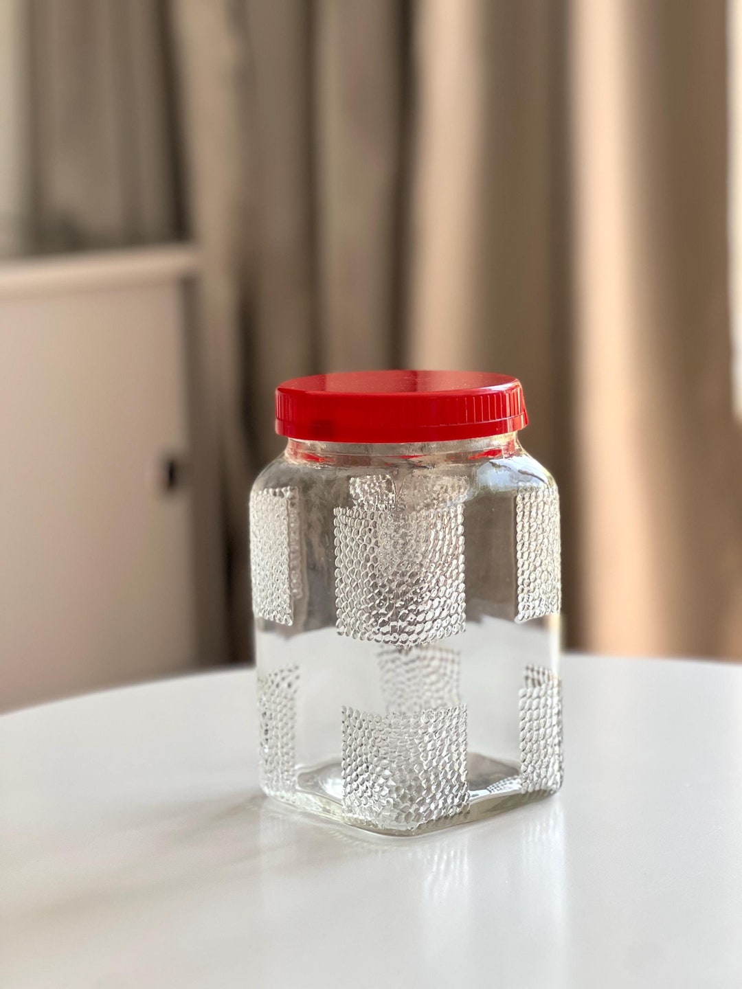 Vintage Swiss St-prex Red Retro Glass Jar, St-prex Glass Canister ...